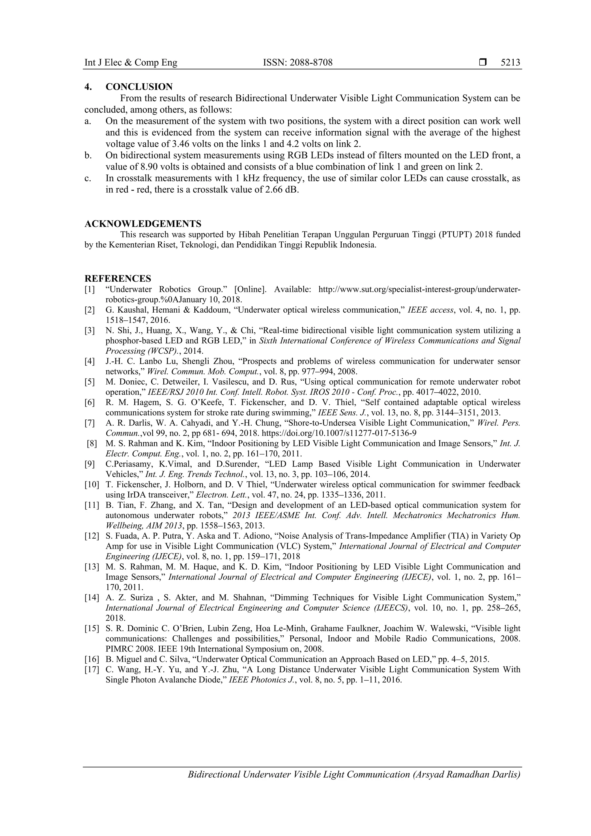 Bidirectional Underwater Visible Light Communication | PDF