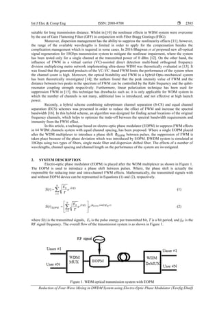 Reduction of Four-Wave Mixing in DWDM System using Electro-Optic Phase Modulator | PDF