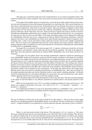 Schedulability of Rate Monotonic Algorithm using Improved Time Demand Analysis for ...