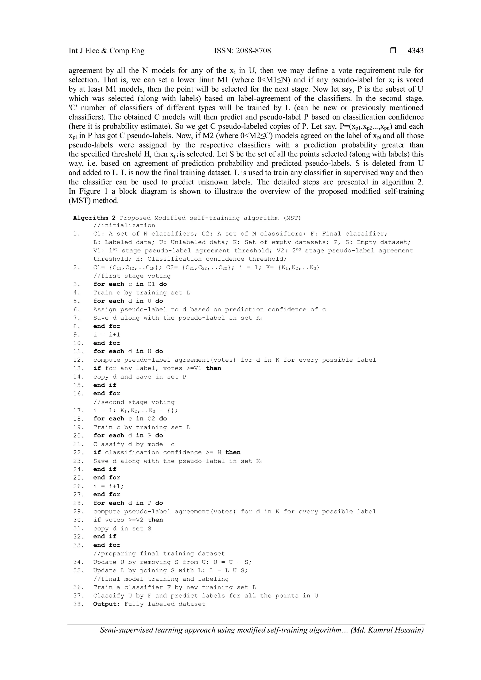 Semi Supervised Learning Approach Using Modified Self Training Algorithm To Counter Burst Header 
