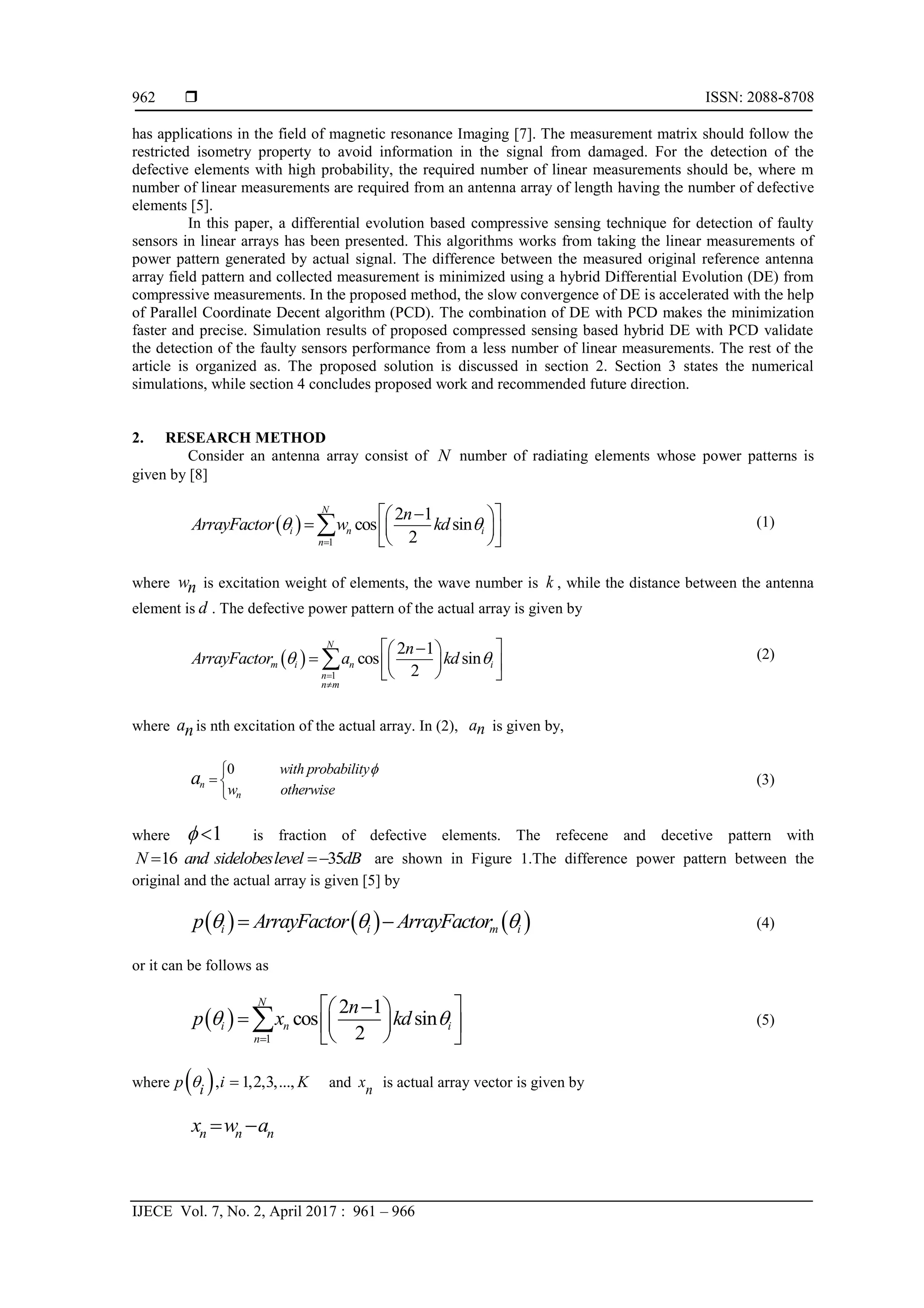 Diagnosis of Faulty Sensors in Antenna Array using Hybrid Differential Evolution based ...