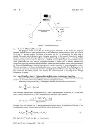 Biometric Identification and Authentication Providence using Fingerprint for Cloud Data Access | PDF