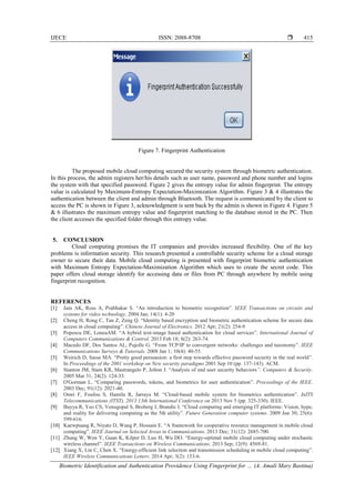 Biometric Identification and Authentication Providence using Fingerprint for Cloud Data Access | PDF