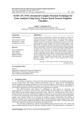 SCDT: FC-NNC-structured Complex Decision Technique for Gene Analysis Using Fuzzy Cluster based ...