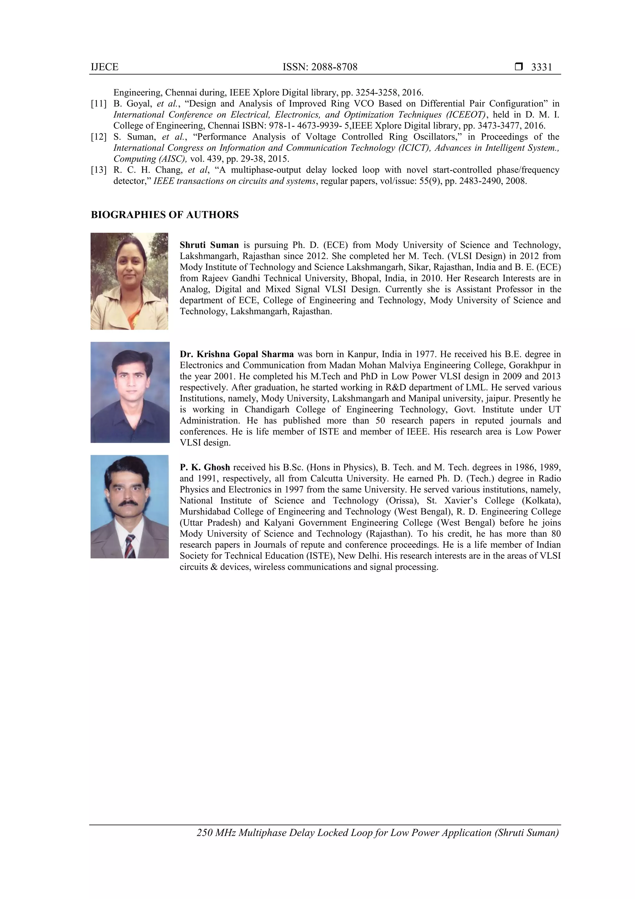 250 MHz Multiphase Delay Locked Loop for Low Power Applications | PDF