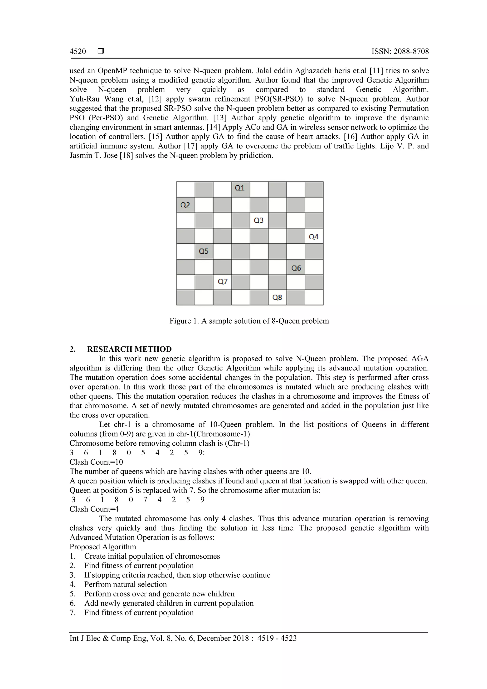 Solving N-queen Problem Using Genetic Algorithm by Advance Mutation ... Solving N-queen Problem Using Genetic Algorithm by Advance Mutation ...