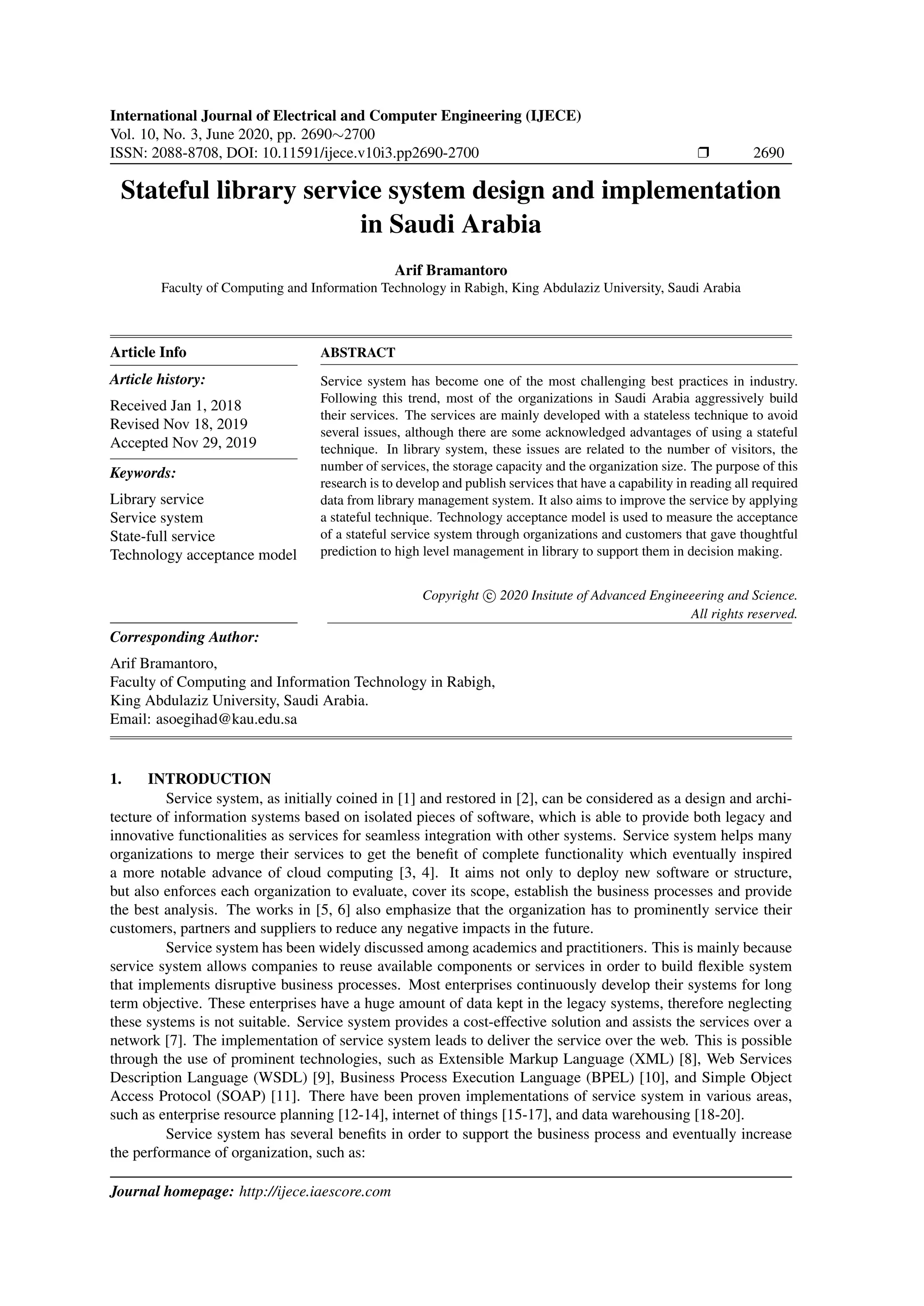 Stateful library service system design and implementation in Saudi ...