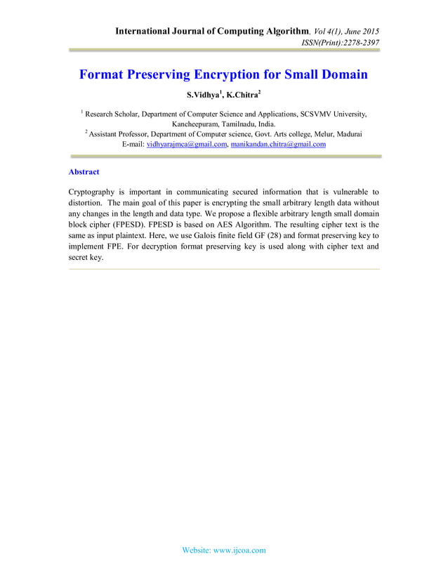 Format Preserving Encryption for Small Domain | PDF | Computing | Technology & Computing