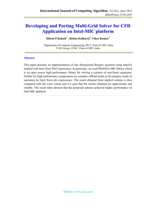 Developing and Porting multi-grid solver for CFD application on Intel-MIC platform | PDF ...