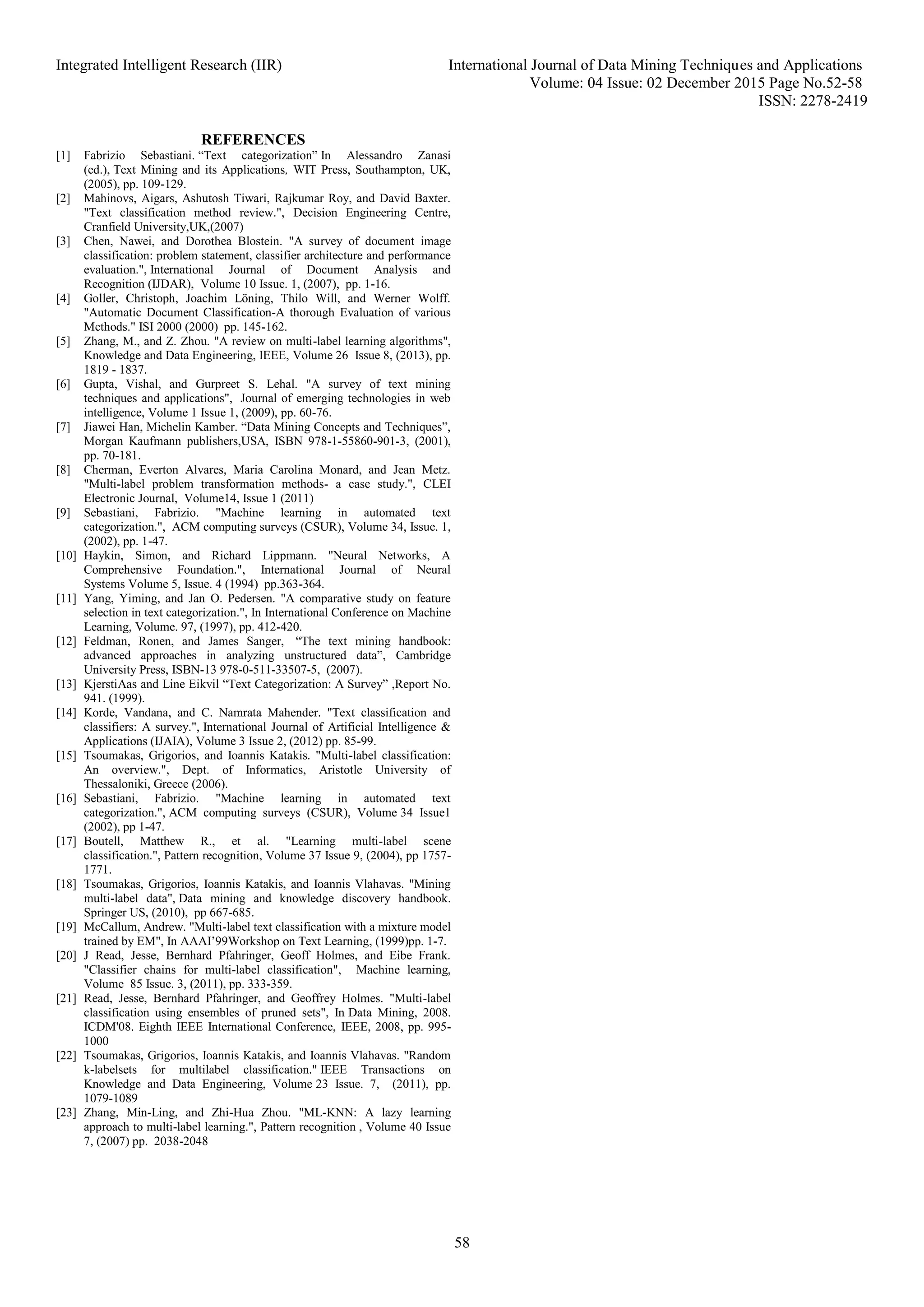 Text Categorizationof Multi-Label Documents For Text Mining | DOCX