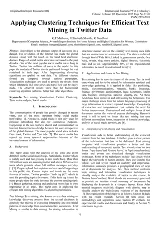 Applying Clustering Techniques for Efficient Text Mining in Twitter Data | DOC | Social ...