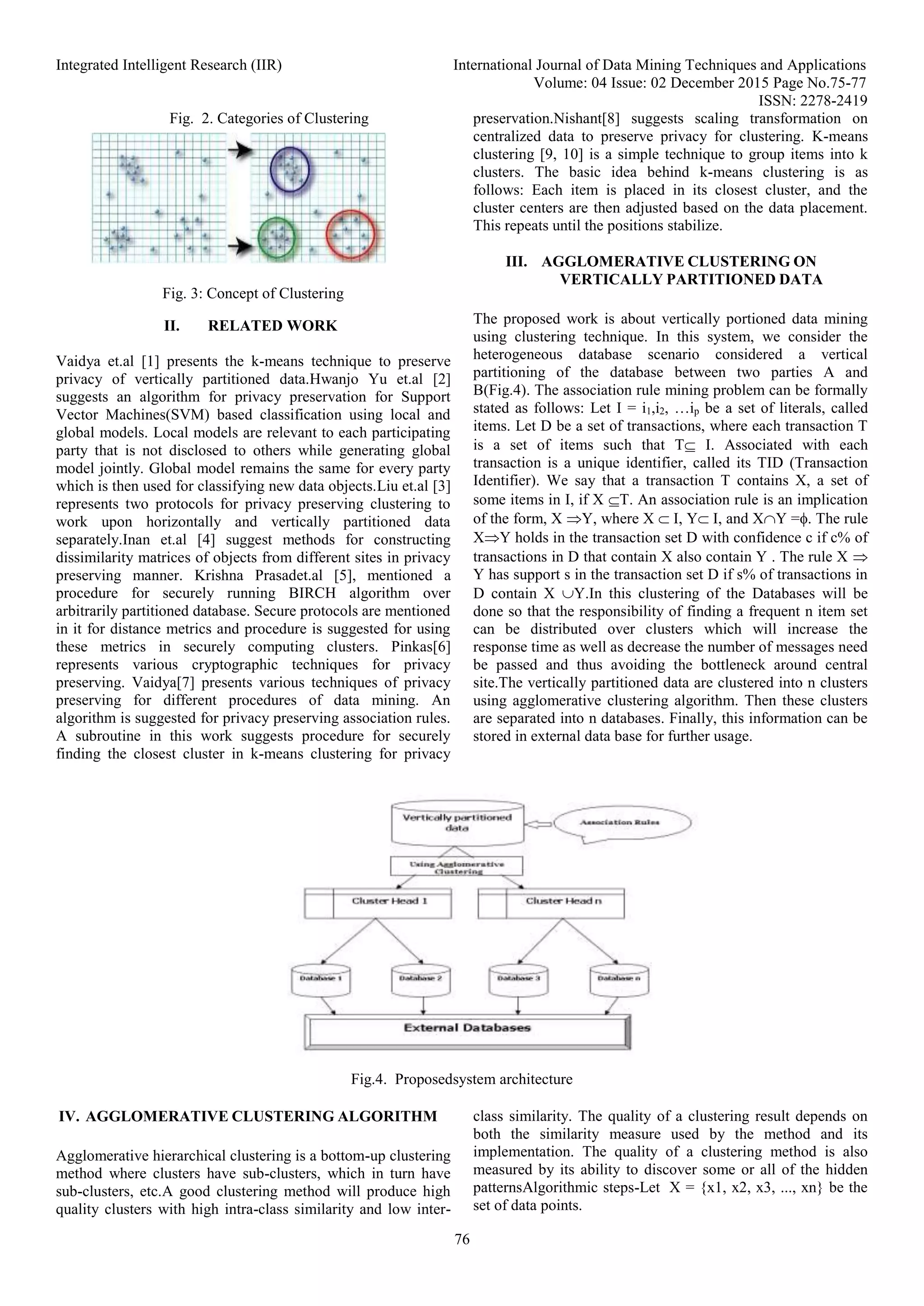 Agglomerative Clustering Onvertically Partitioned Datadistributed Database Mining Pdf