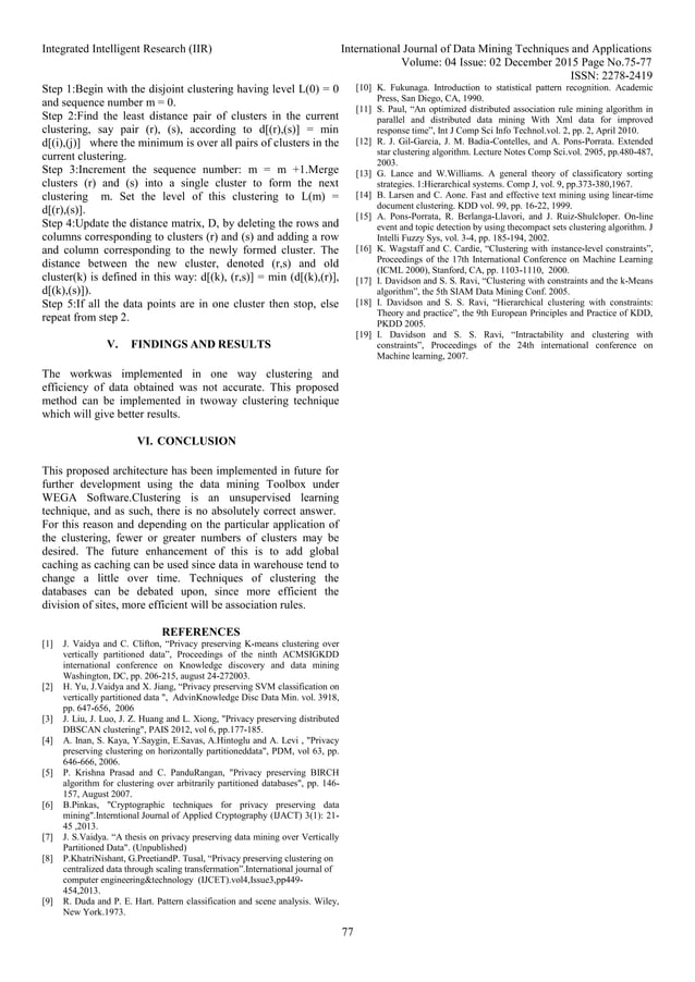 Agglomerative Clustering Onvertically Partitioned Data Distributed Database Mining Pdf
