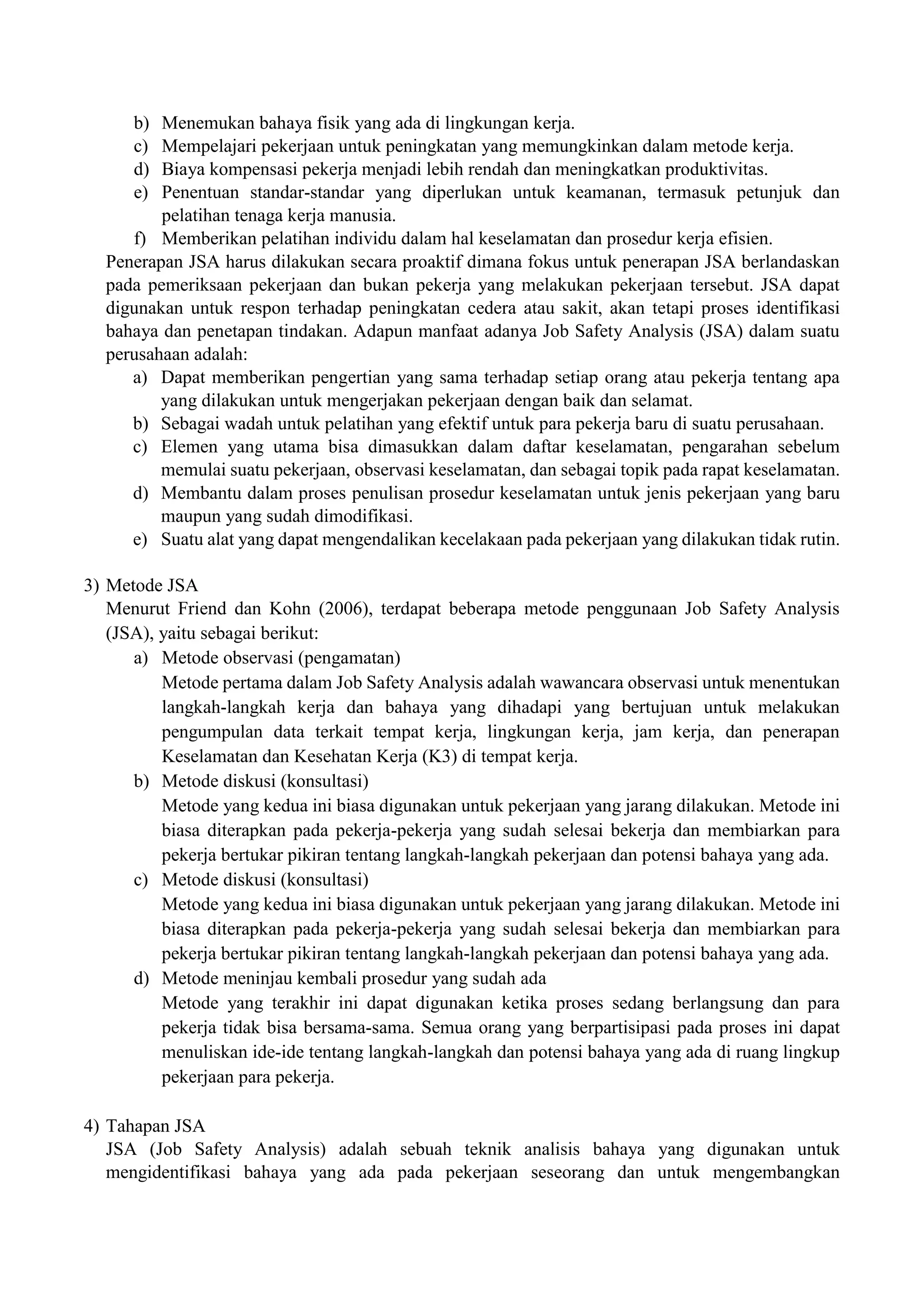 job safey analisis dan job safety observasi | DOCX