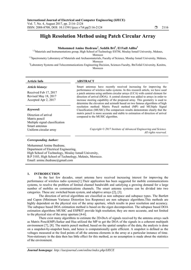 High Resolution Method using Patch Circular Array | PDF