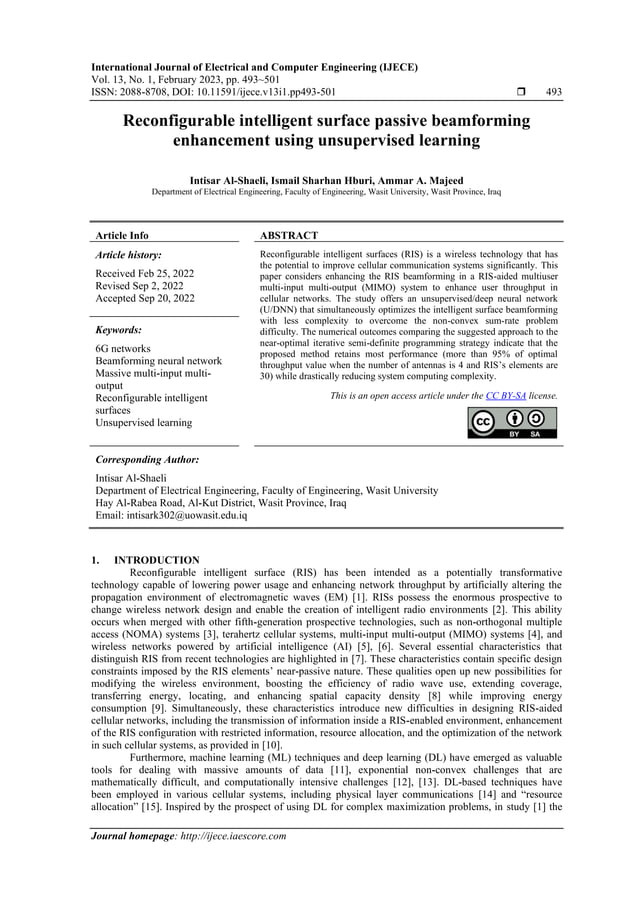 Reconfigurable intelligent surface passive beamforming enhancement using unsupervised learning | PDF