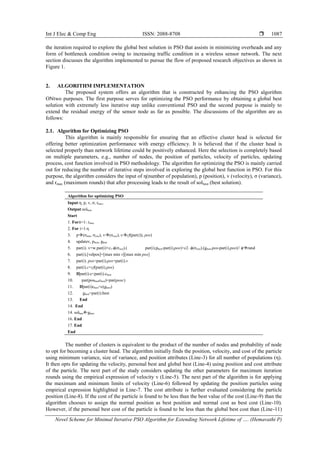 Novel Scheme for Minimal Iterative PSO Algorithm for Extending Network Lifetime of Wireless ...