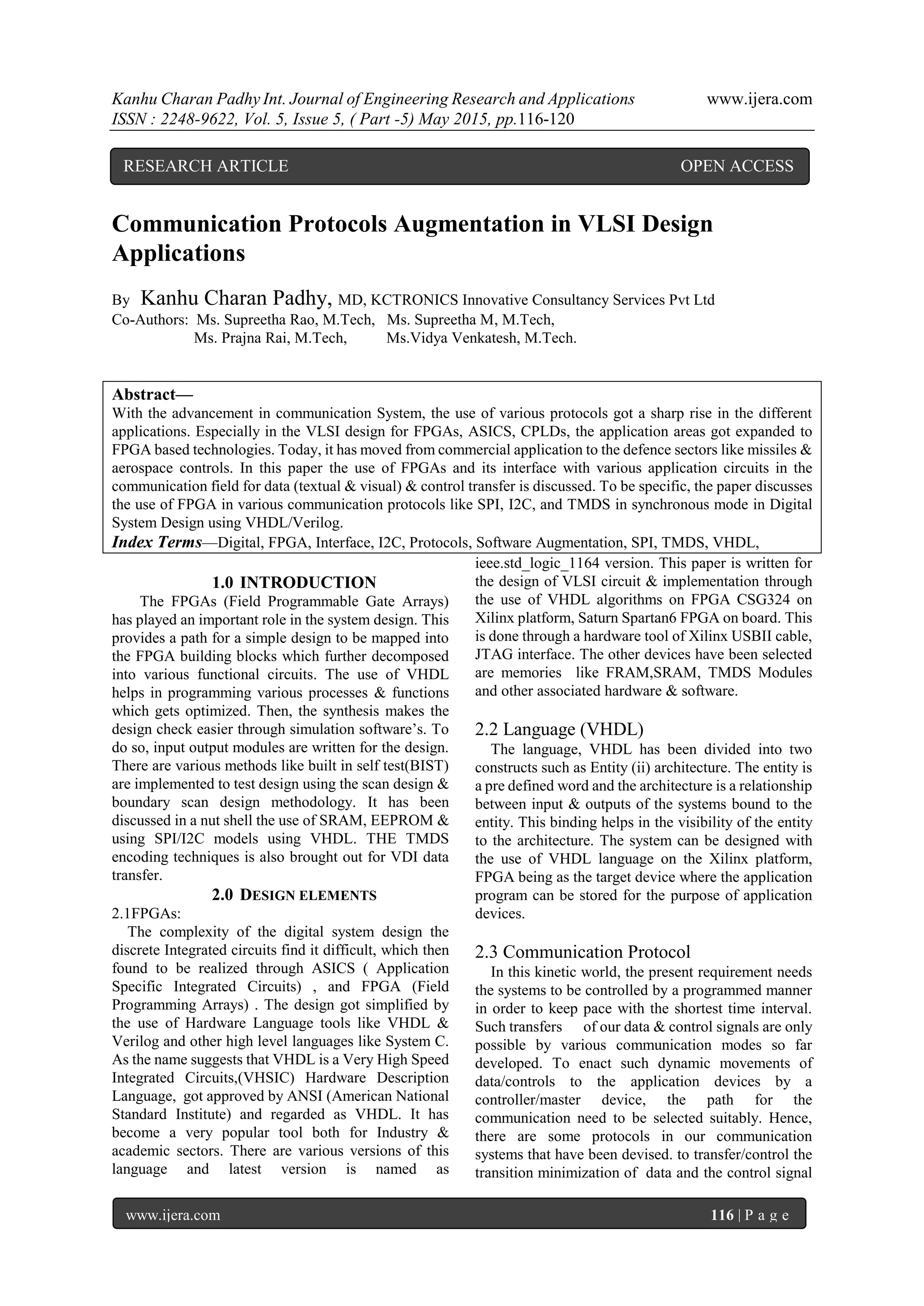 Communication Protocols Augmentation in VLSI Design Applications | PDF
