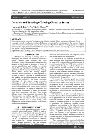 Detection and Tracking of Moving Object: A Survey | PDF