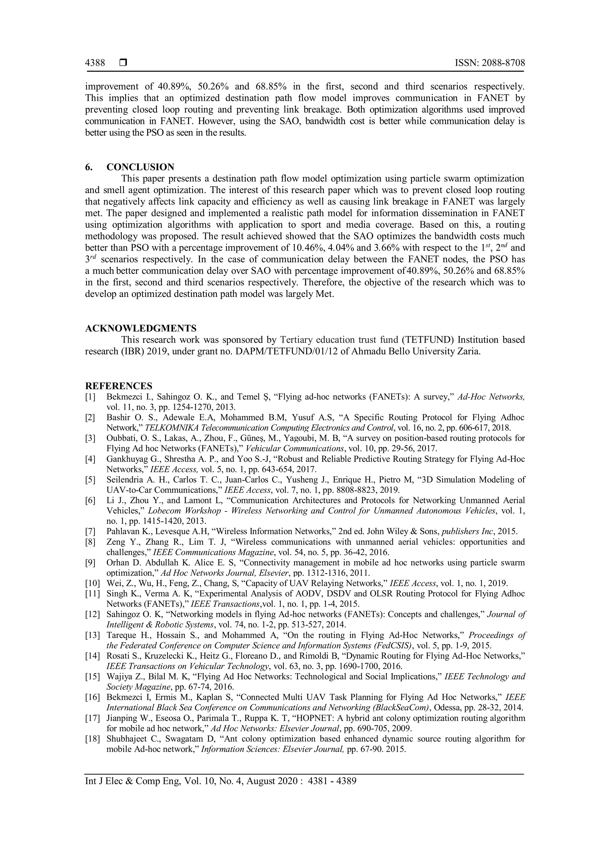 FANET optimization: a destination path flow model | PDF