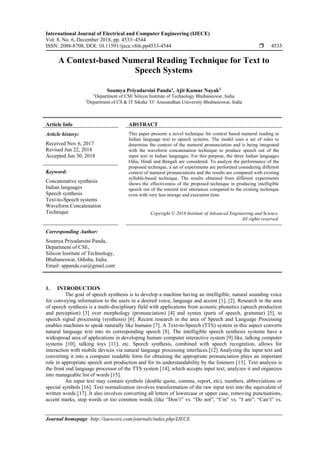 A Context-based Numeral Reading Technique for Text to Speech Systems | PDF | Digital Audio ...