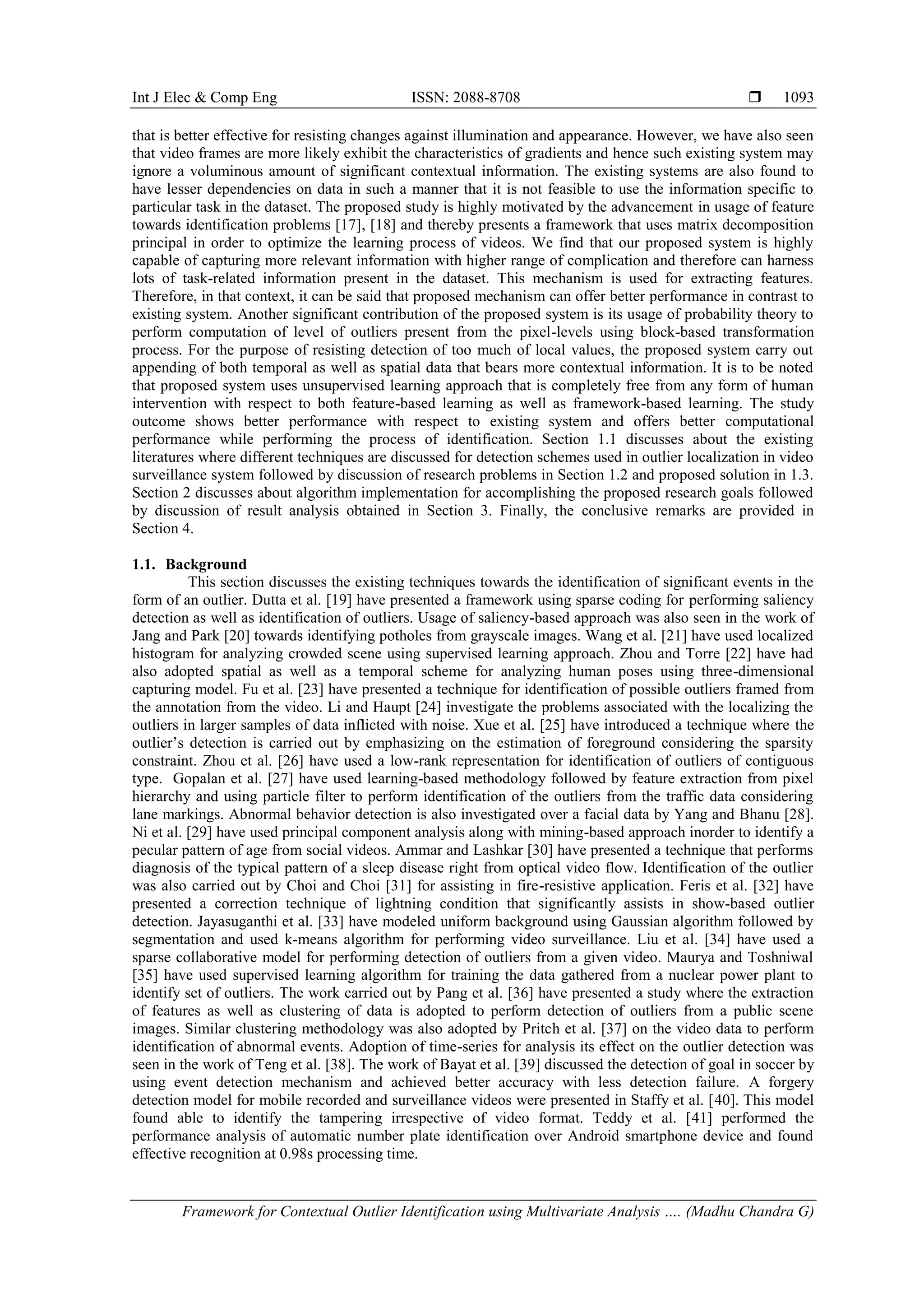 Framework For Contextual Outlier Identification Using Multivariate Analysis Approach And