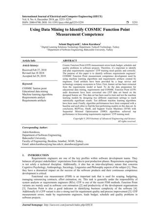 Using Data Mining to Identify COSMIC Function Point Measurement ...
