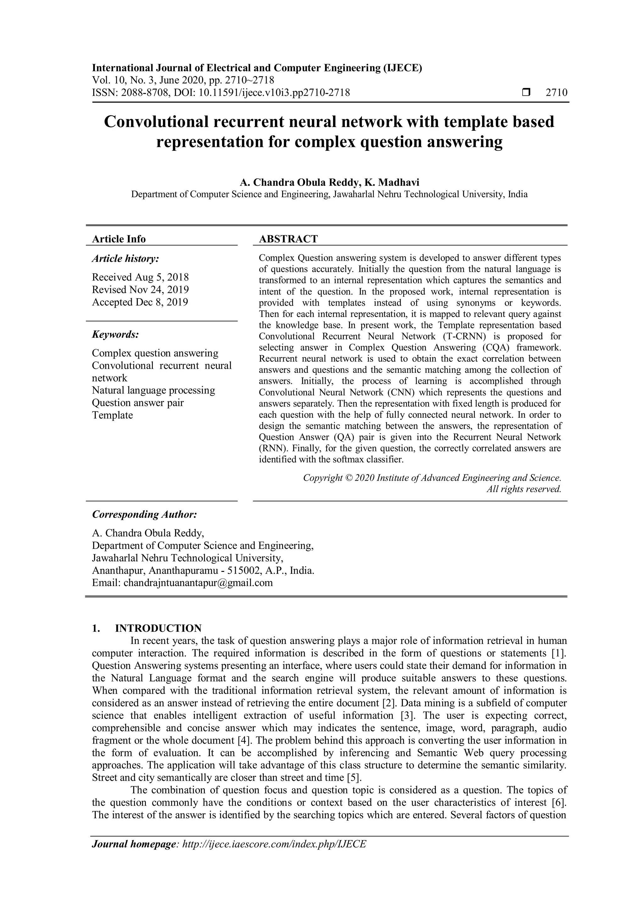 Convolutional Recurrent Neural Network With Template Based
