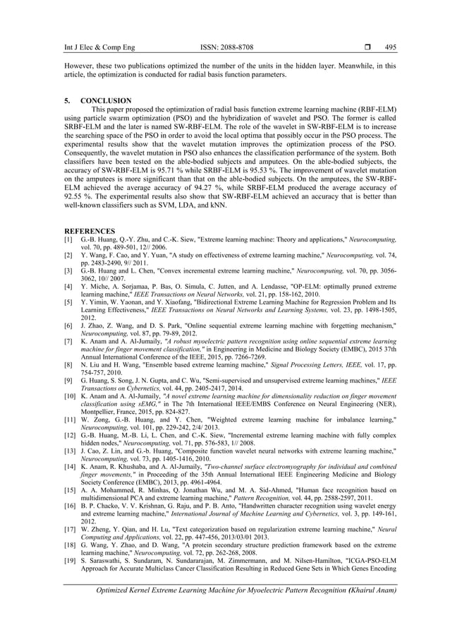 Optimized Kernel Extreme Learning Machine for Myoelectric Pattern Recognition | PDF