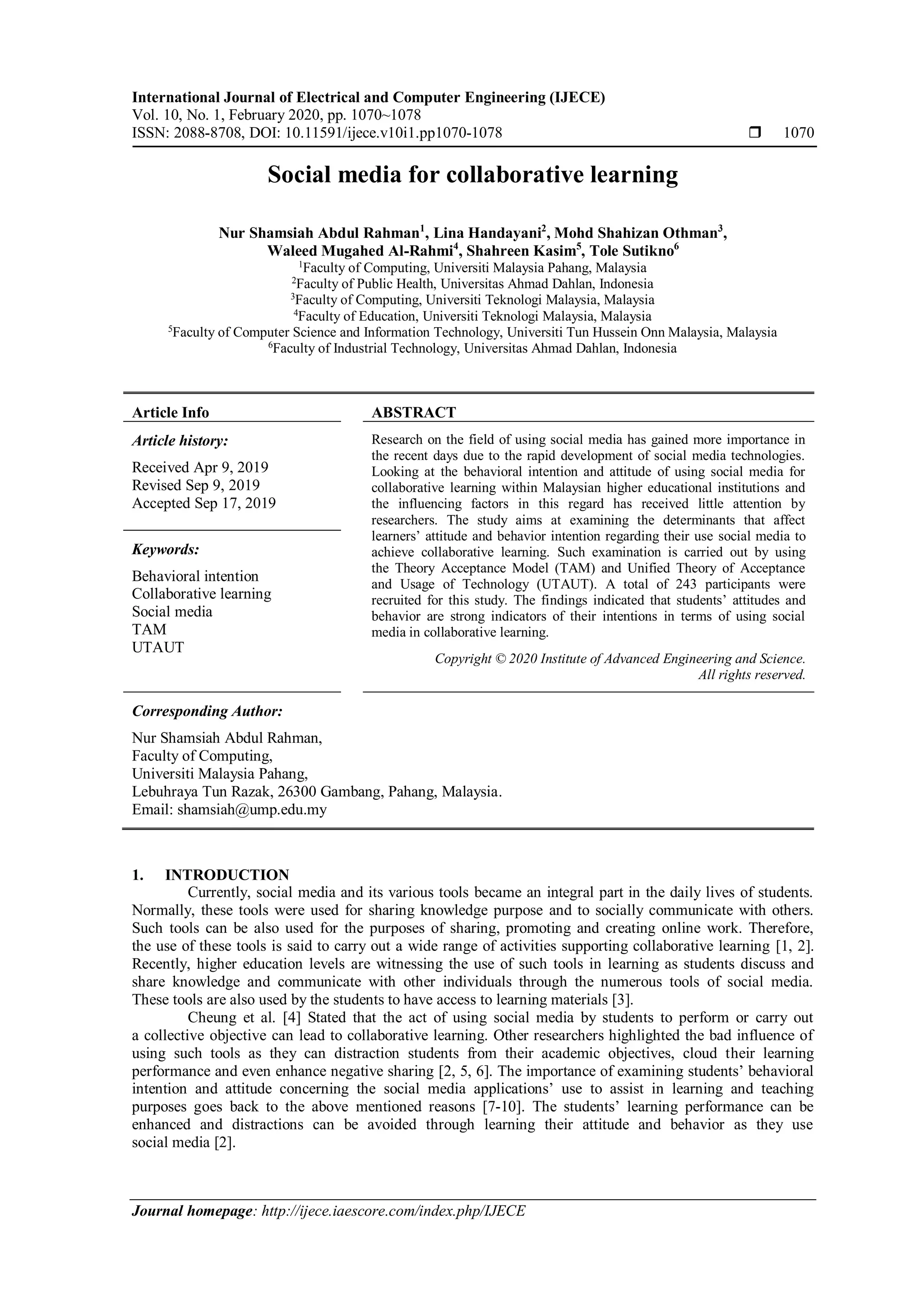 Social media for collaborative learning | PDF