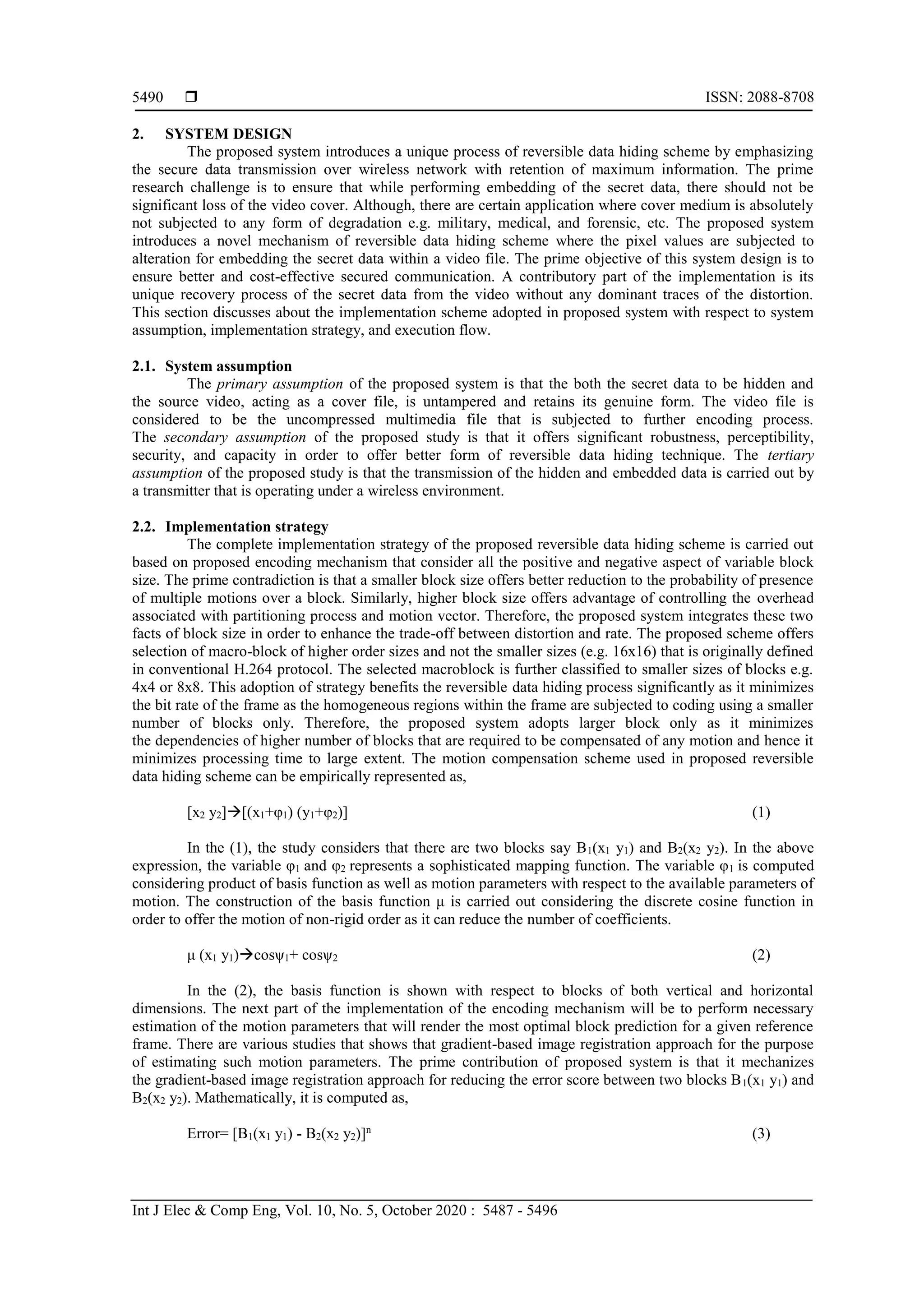 Framework For Reversible Data Hiding Using Cost Effective Encoding System For Video