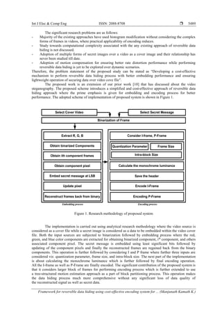 Framework for reversible data hiding using cost-effective encoding system for video ...