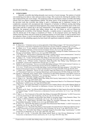 Framework for reversible data hiding using cost-effective encoding system for video ...