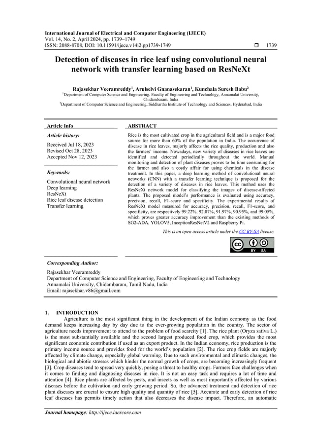 Detection Of Diseases In Rice Leaf Using Convolutional Neural Network
