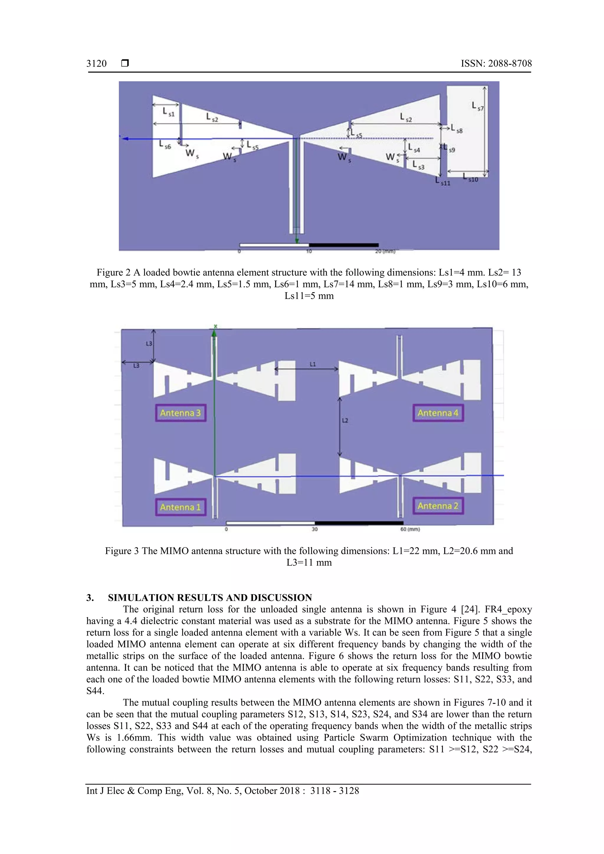 Hexa-band MIMO CPW Bow-tie Aperture Antenna Using Particle Swarm Optimization | PDF