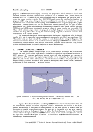 Hexa-band MIMO CPW Bow-tie Aperture Antenna Using Particle Swarm Optimization | PDF