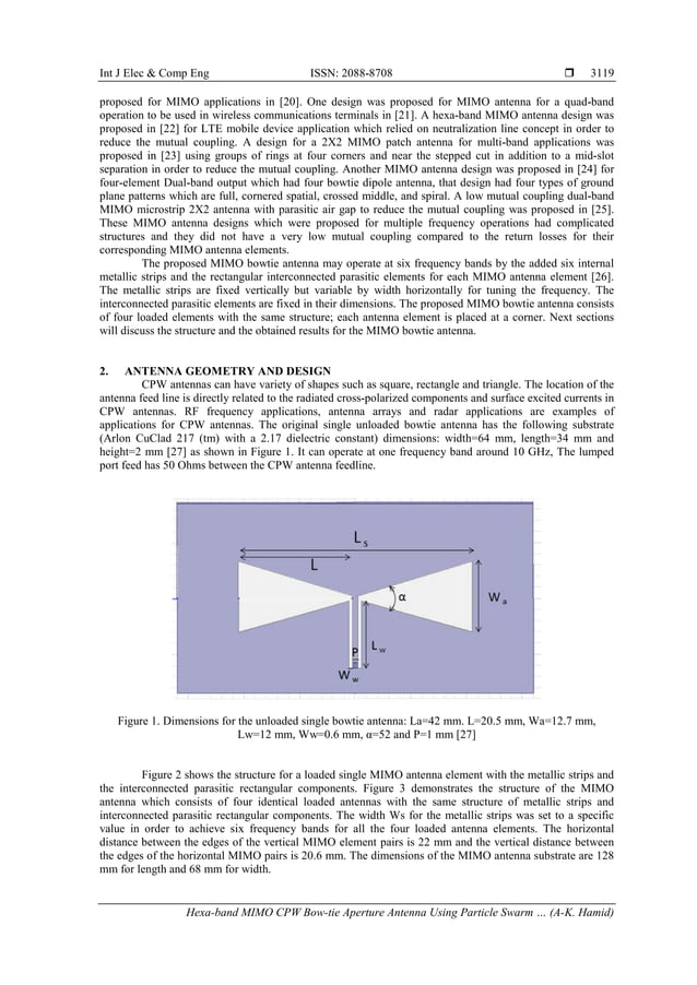 Hexa-band MIMO CPW Bow-tie Aperture Antenna Using Particle Swarm ...