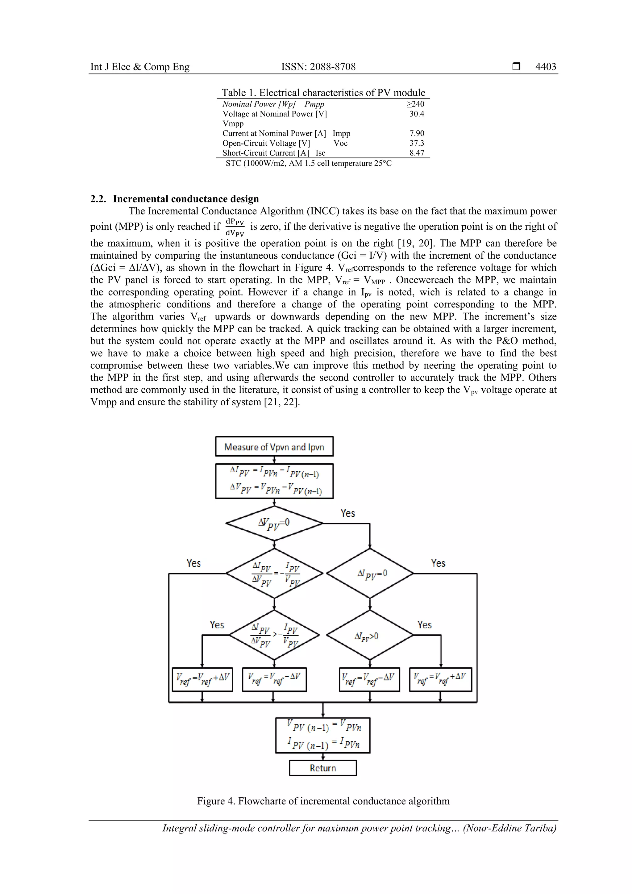Integral sliding-mode controller for maximum power point tracking in the grid-connected ...