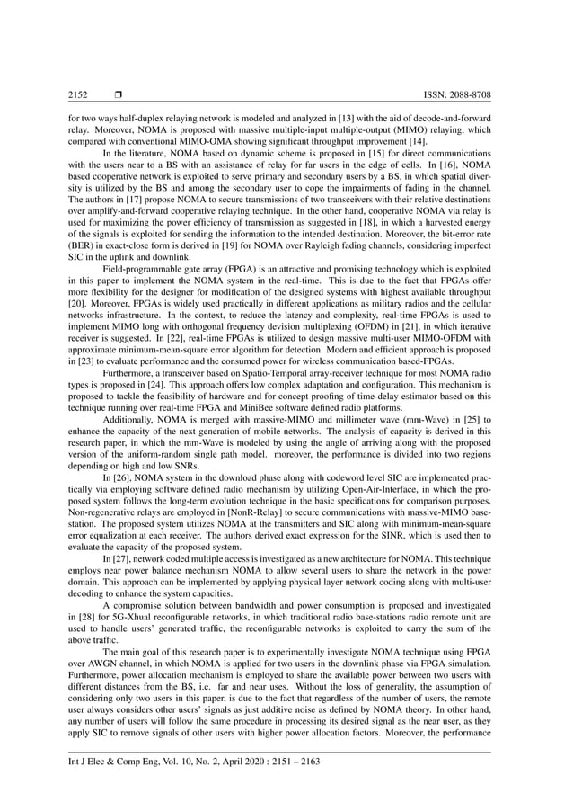 On The Performance Of Non Orthogonal Multiple Access Noma Using Fpga Pdf Computer