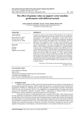 The effect of gamma value on support vector machine performance with different kernels | PDF