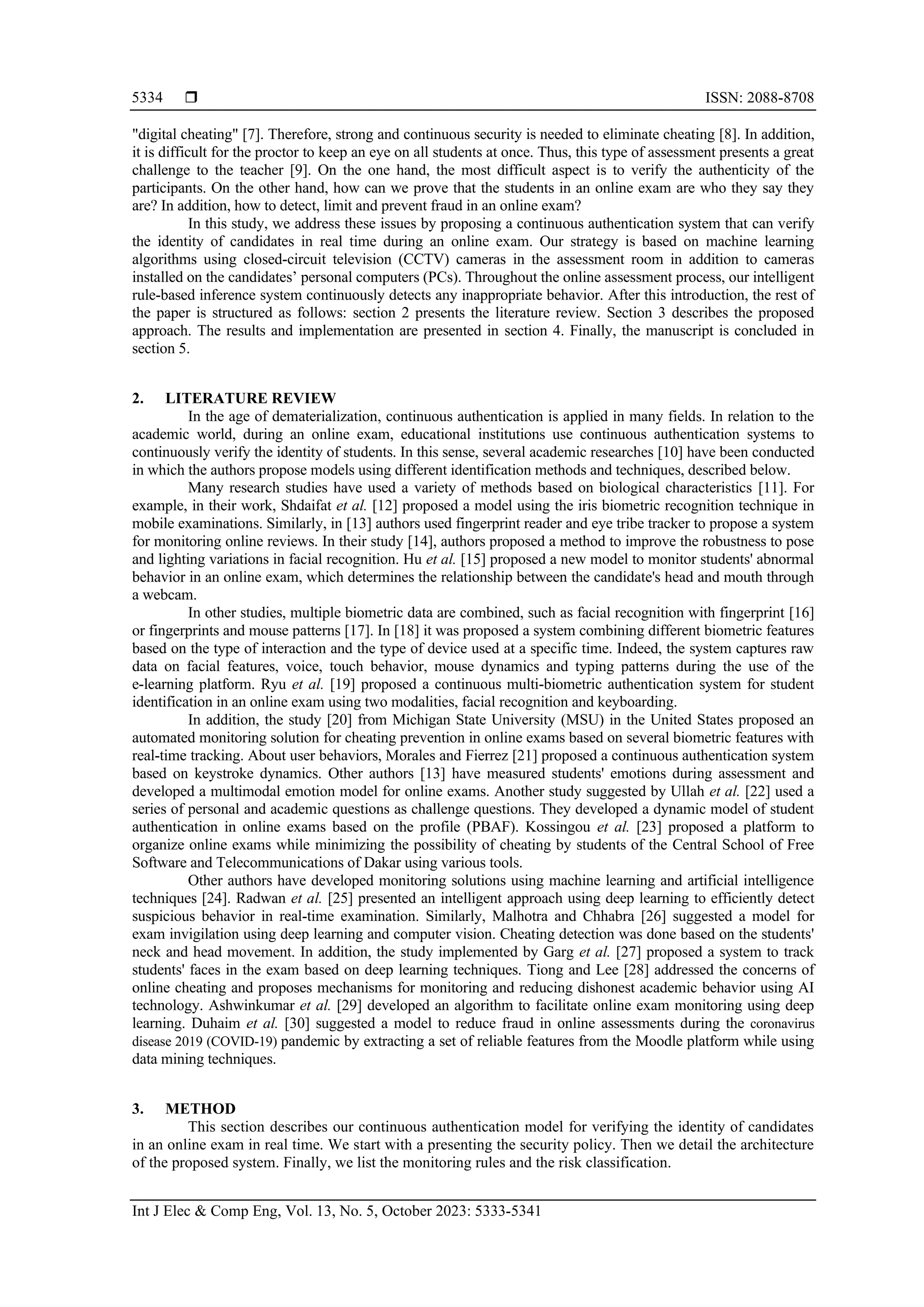 Intelligent solution for automatic online exam monitoring | PDF