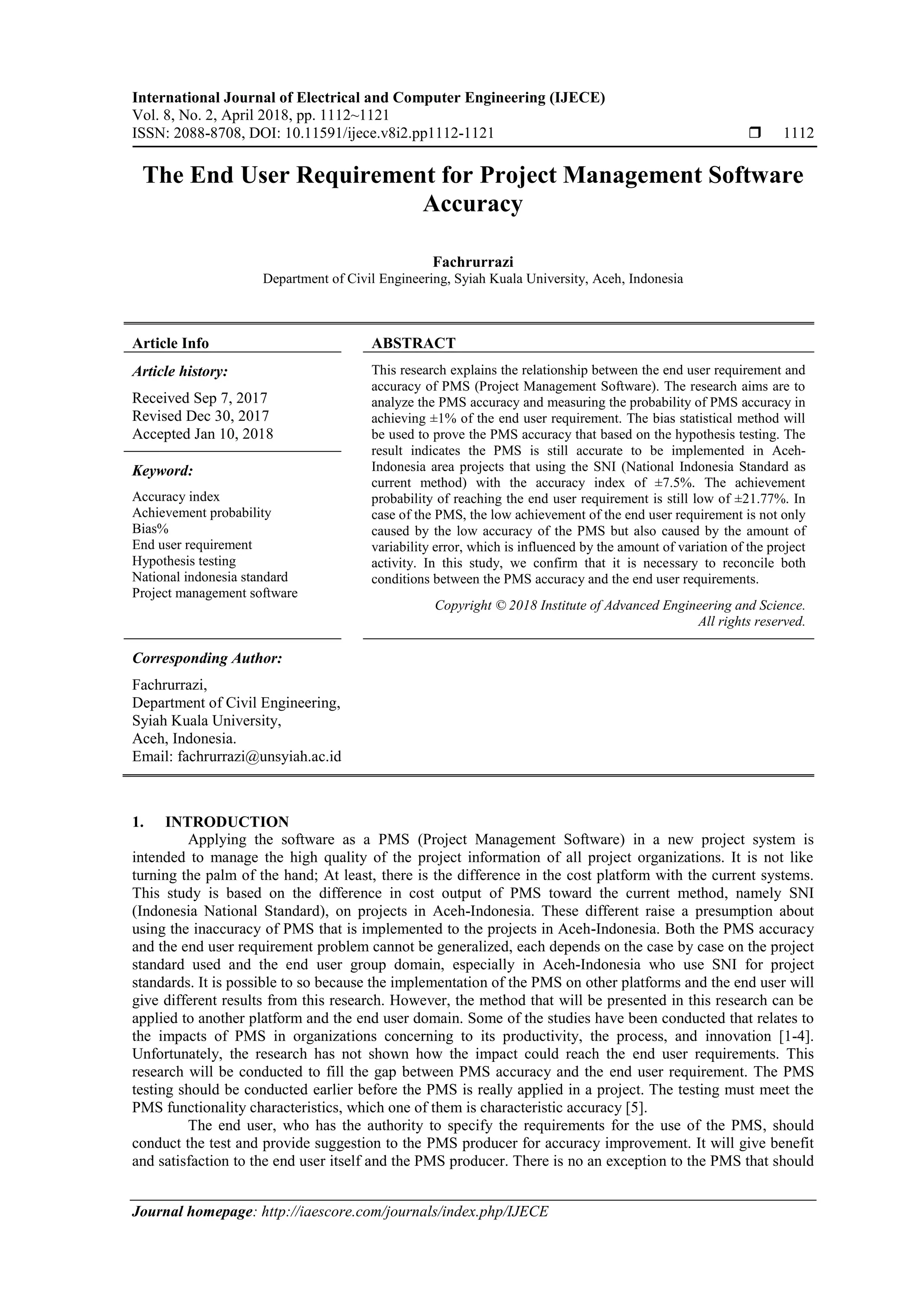 The End User Requirement for Project Management Software Accuracy | PDF ...