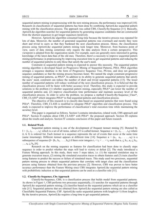 Classification with Single Constraint Progressive Mining of Sequential Patterns | PDF