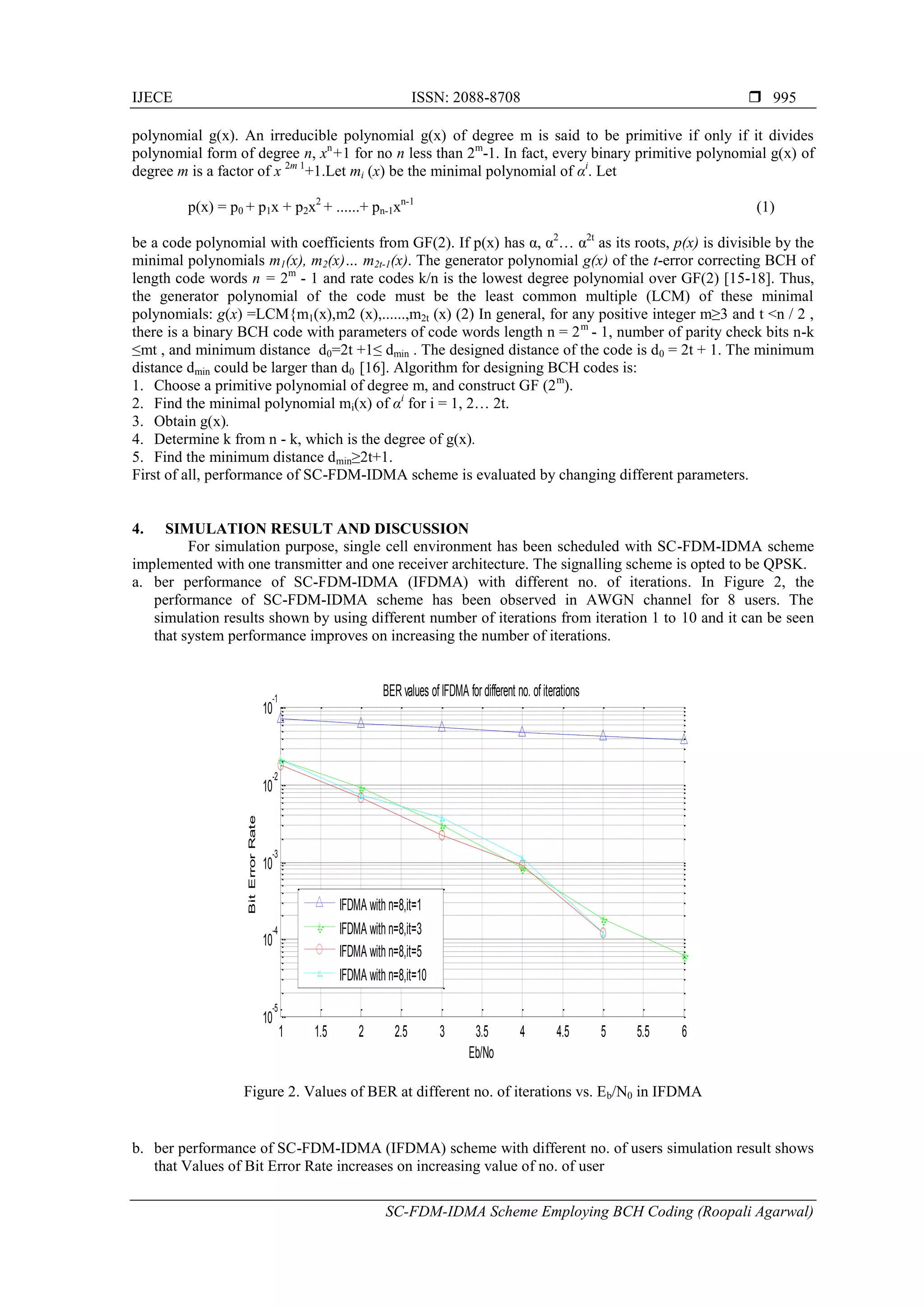 SC-FDM-IDMA Scheme Employing BCH Coding | PDF