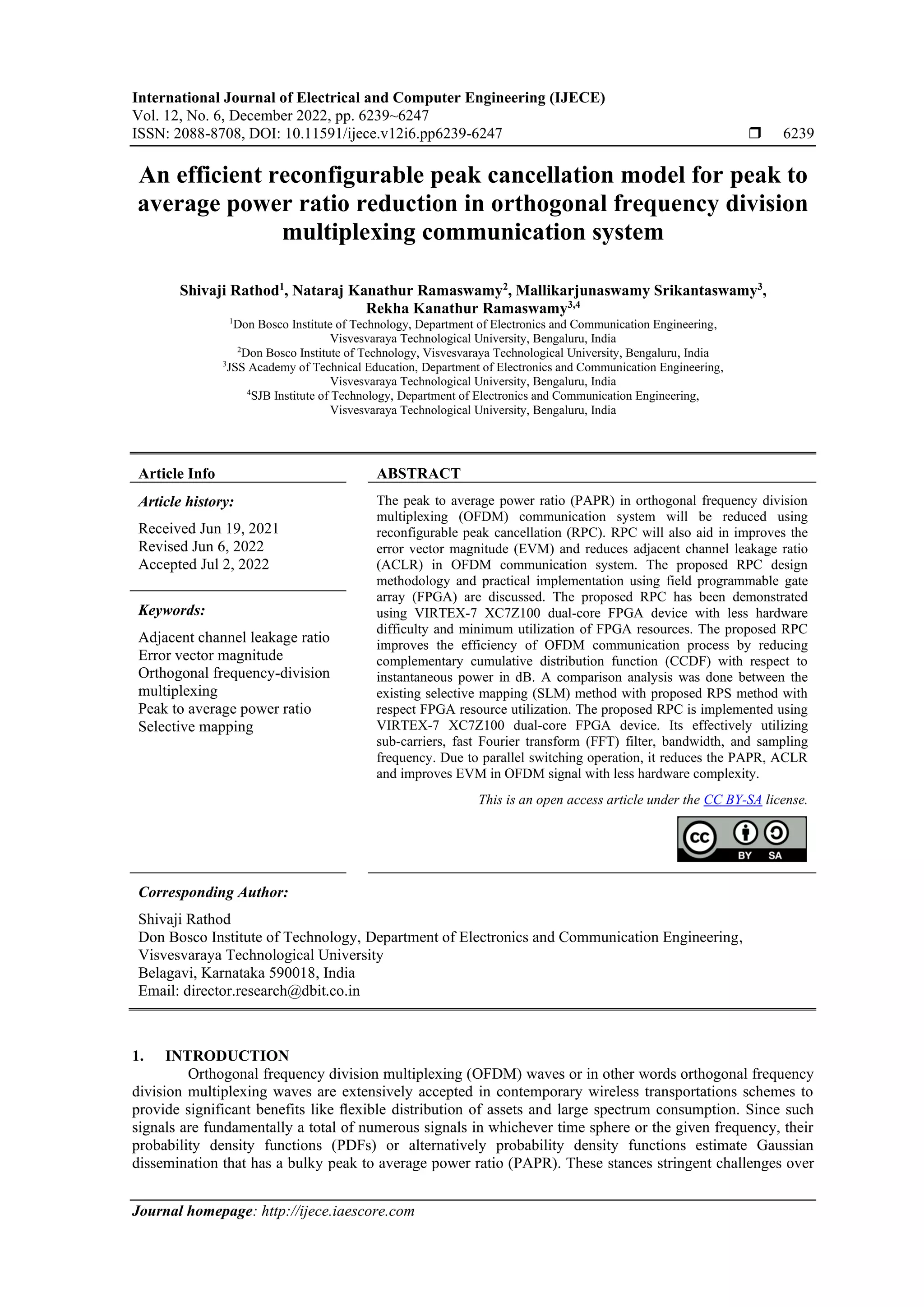 An efficient reconfigurable peak cancellation model for peak to average power ratio reduction in ...