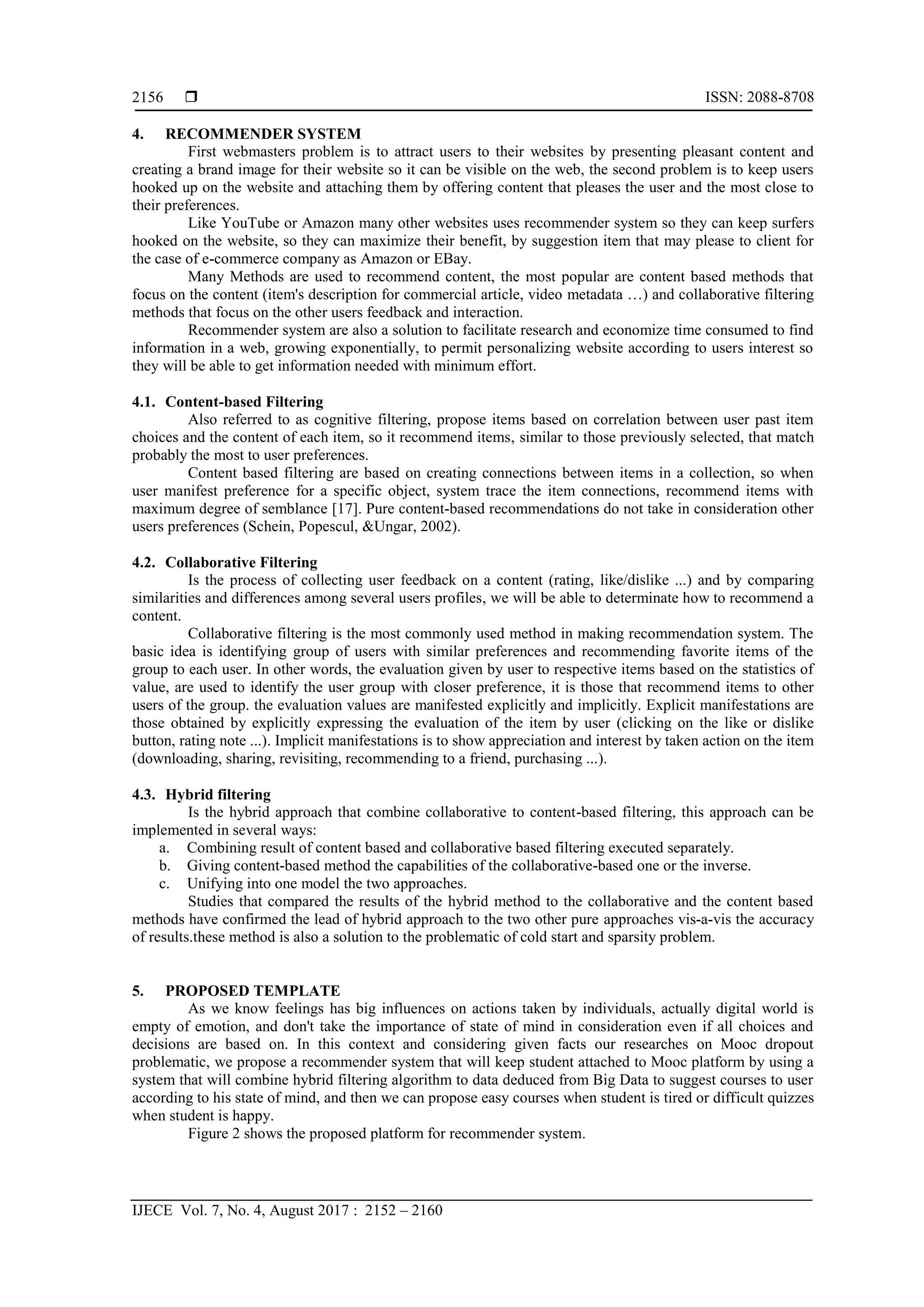 Toward a New Framework of Recommender Memory Based System for MOOCs | PDF