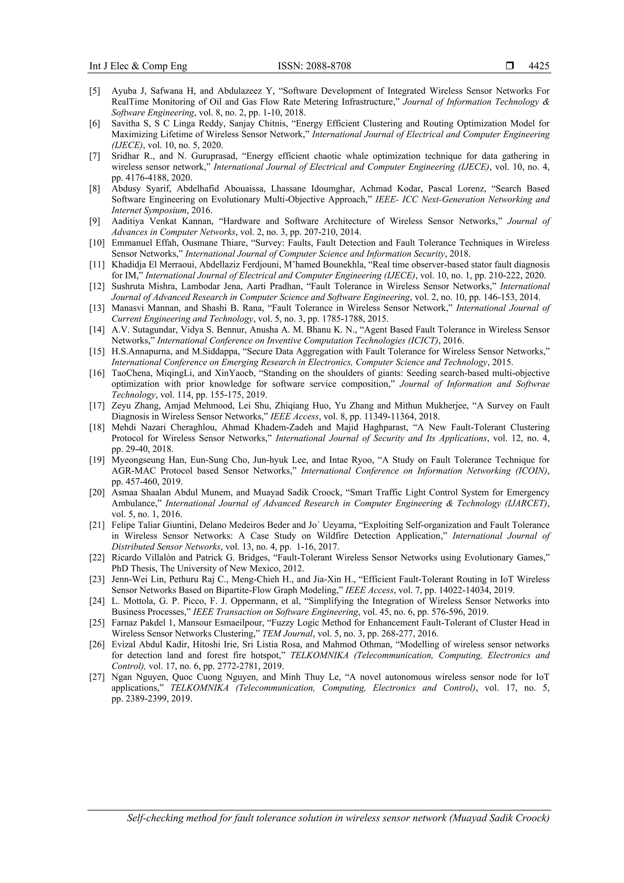 Self-checking method for fault tolerance solution in wireless sensor network | PDF