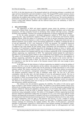 Self-checking method for fault tolerance solution in wireless sensor network | PDF