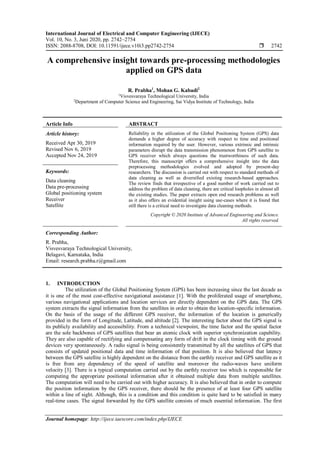 A comprehensive insight towards pre-processing methodologies applied on ...