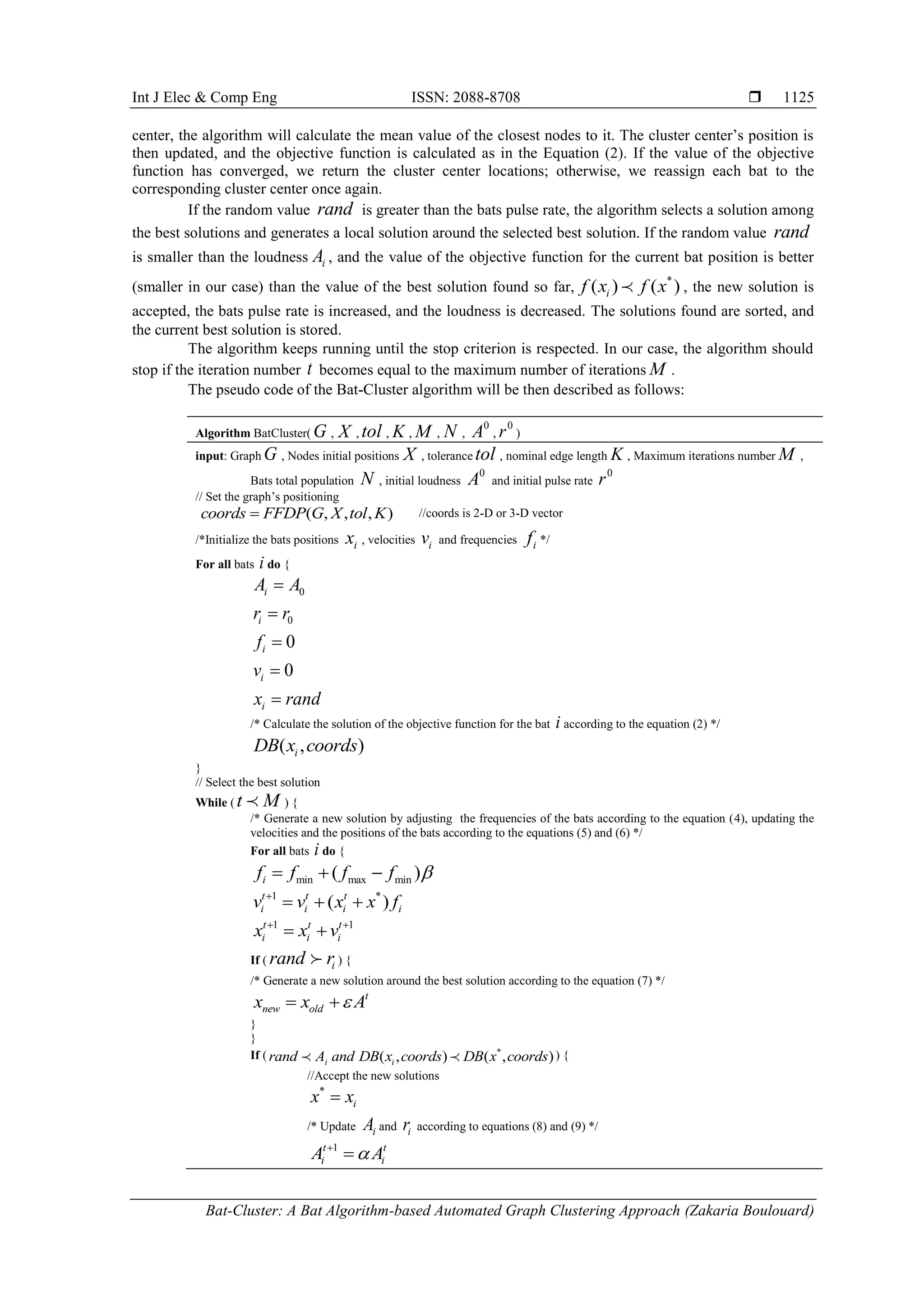 Bat-Cluster: A Bat Algorithm-based Automated Graph Clustering Approach | PDF | Computing ...